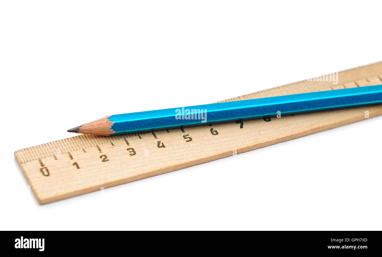 Ruler and pencil isolated on white background Stock Photo - Alamy