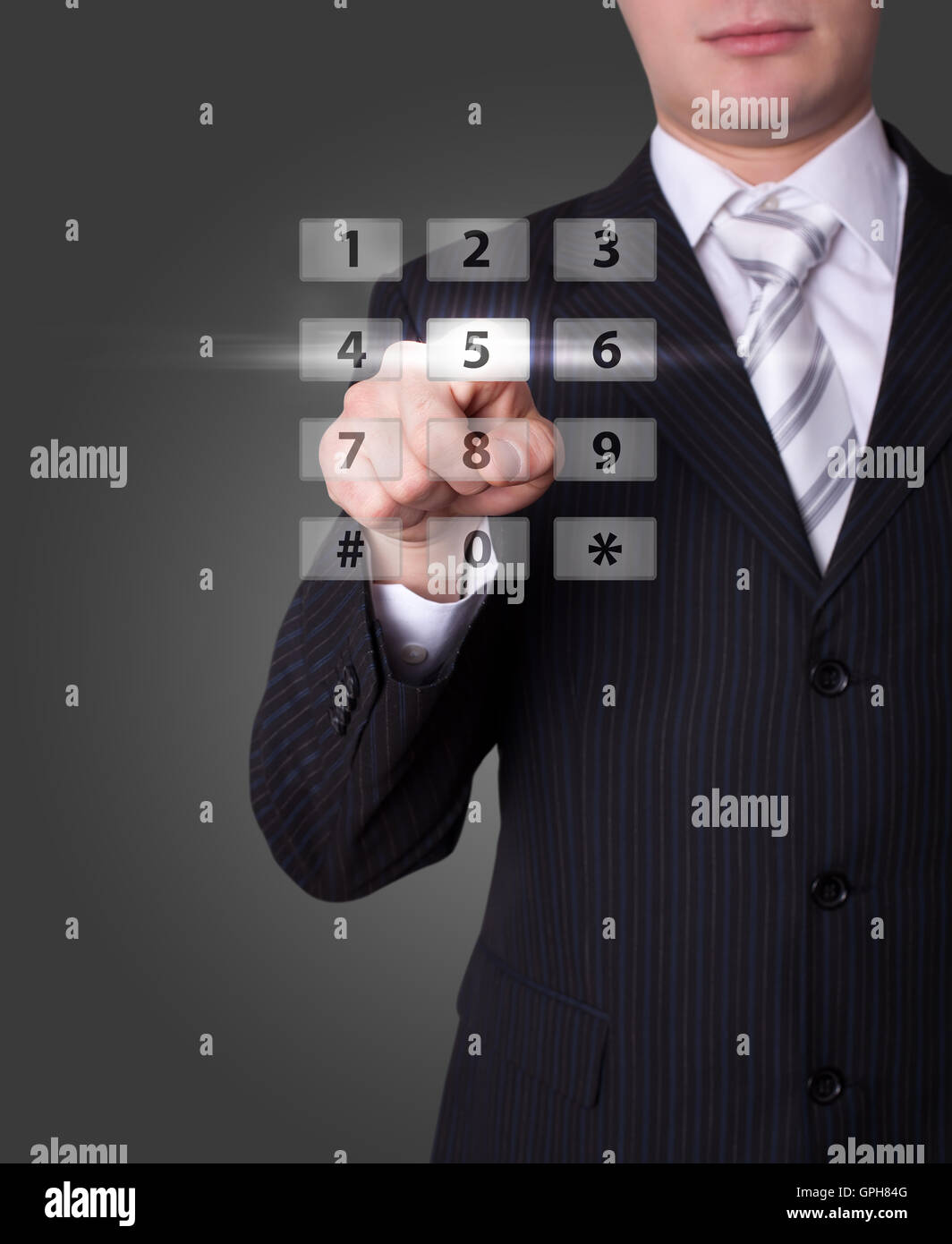 Smart man pressing virtual buttons hi-res stock photography and images ...