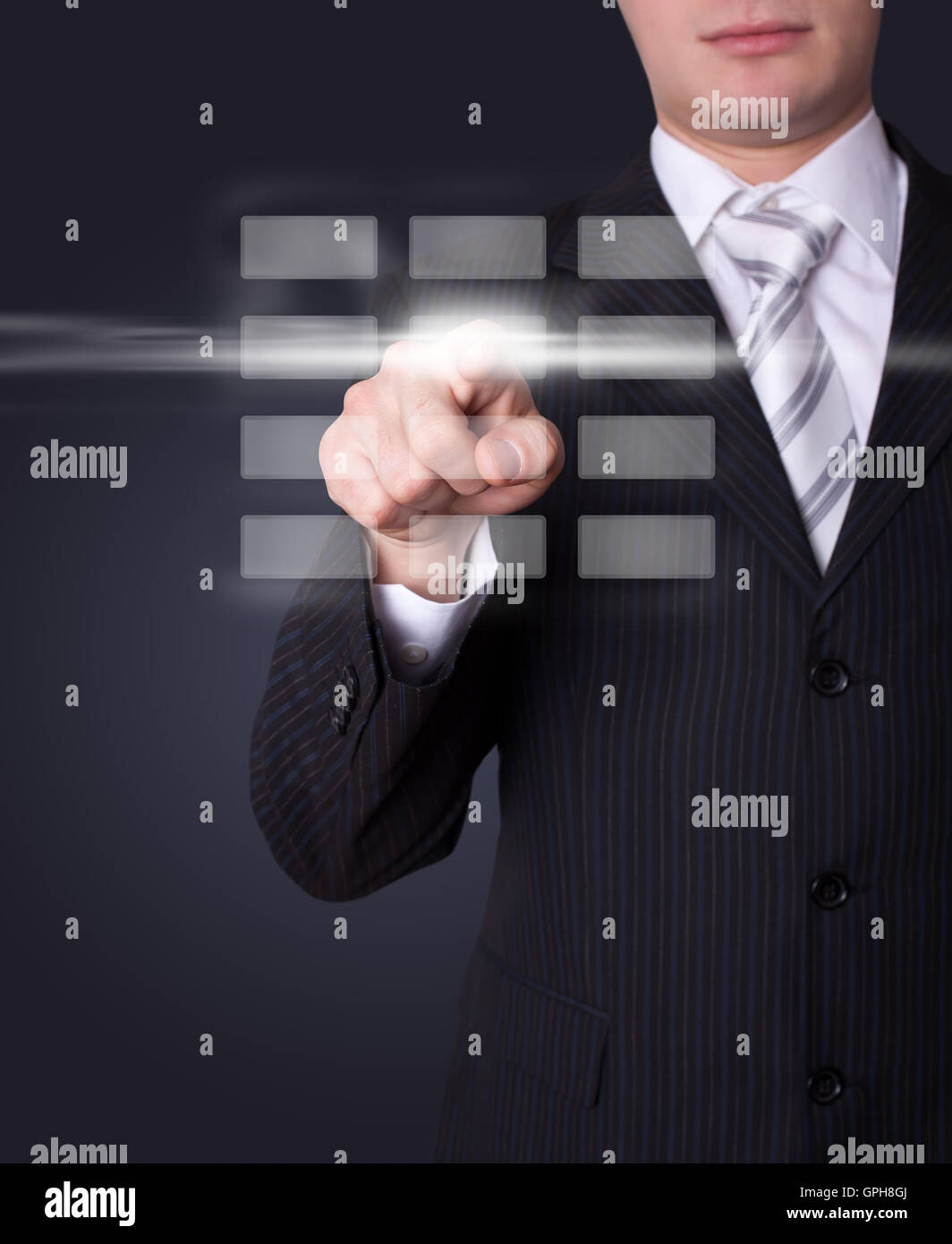 Smart man pressing virtual buttons hi-res stock photography and images ...