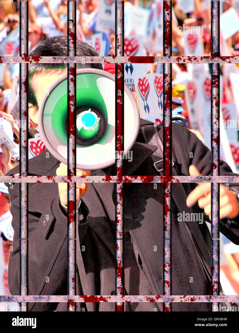 America support meeting behind bars Stock Photo - Alamy