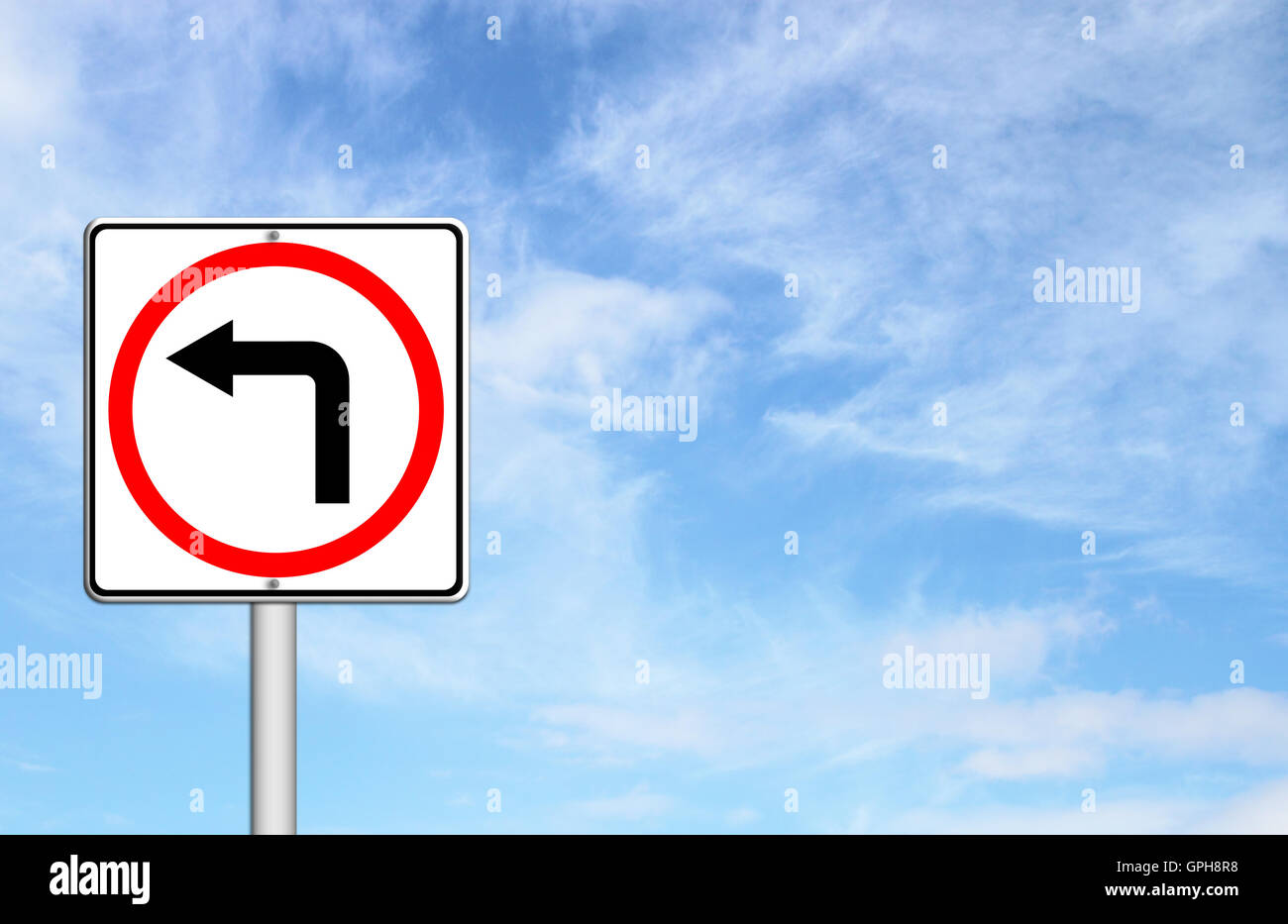 left turn road sign Stock Photo - Alamy