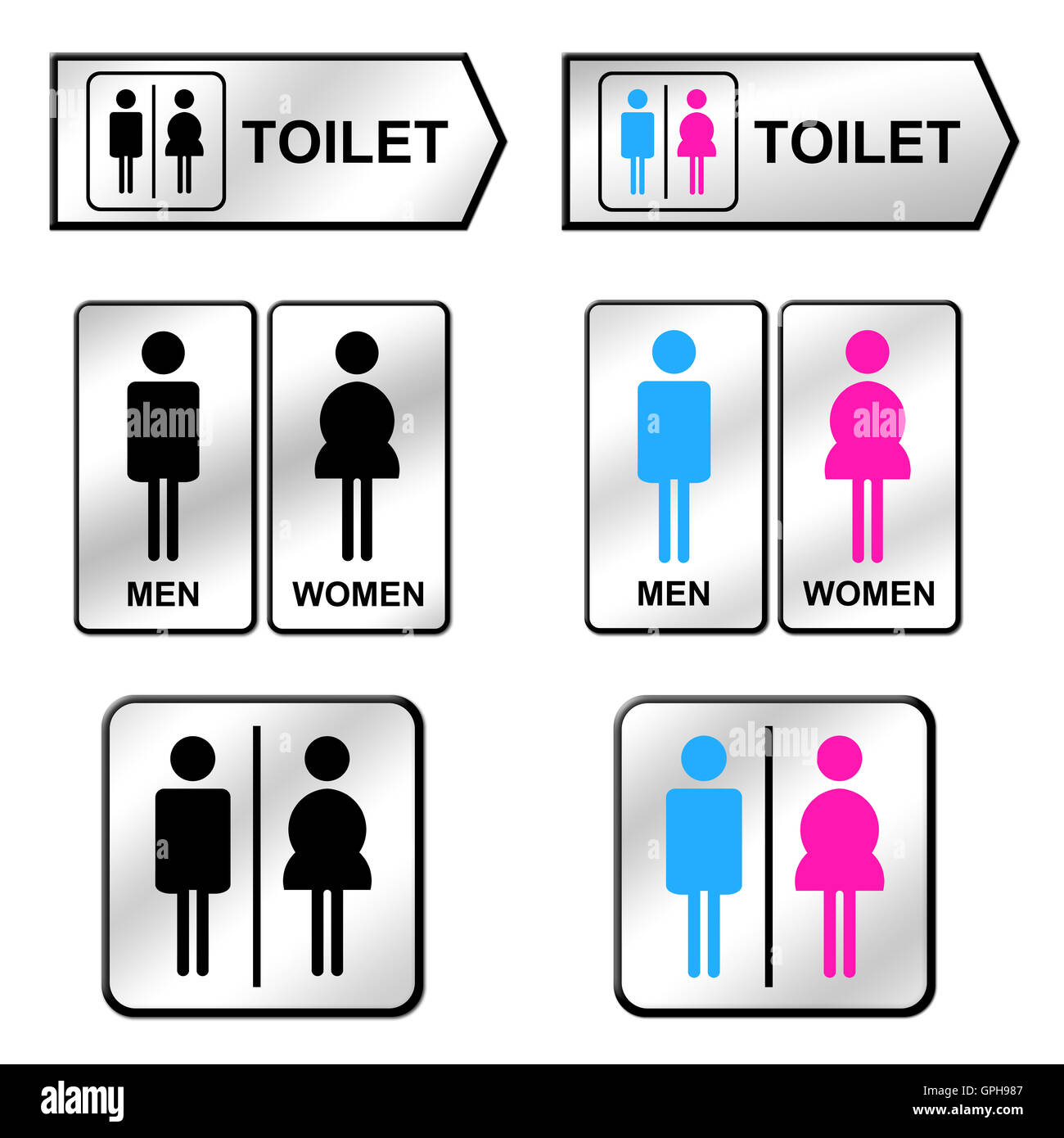 6 silver toilet sign Stock Photo - Alamy