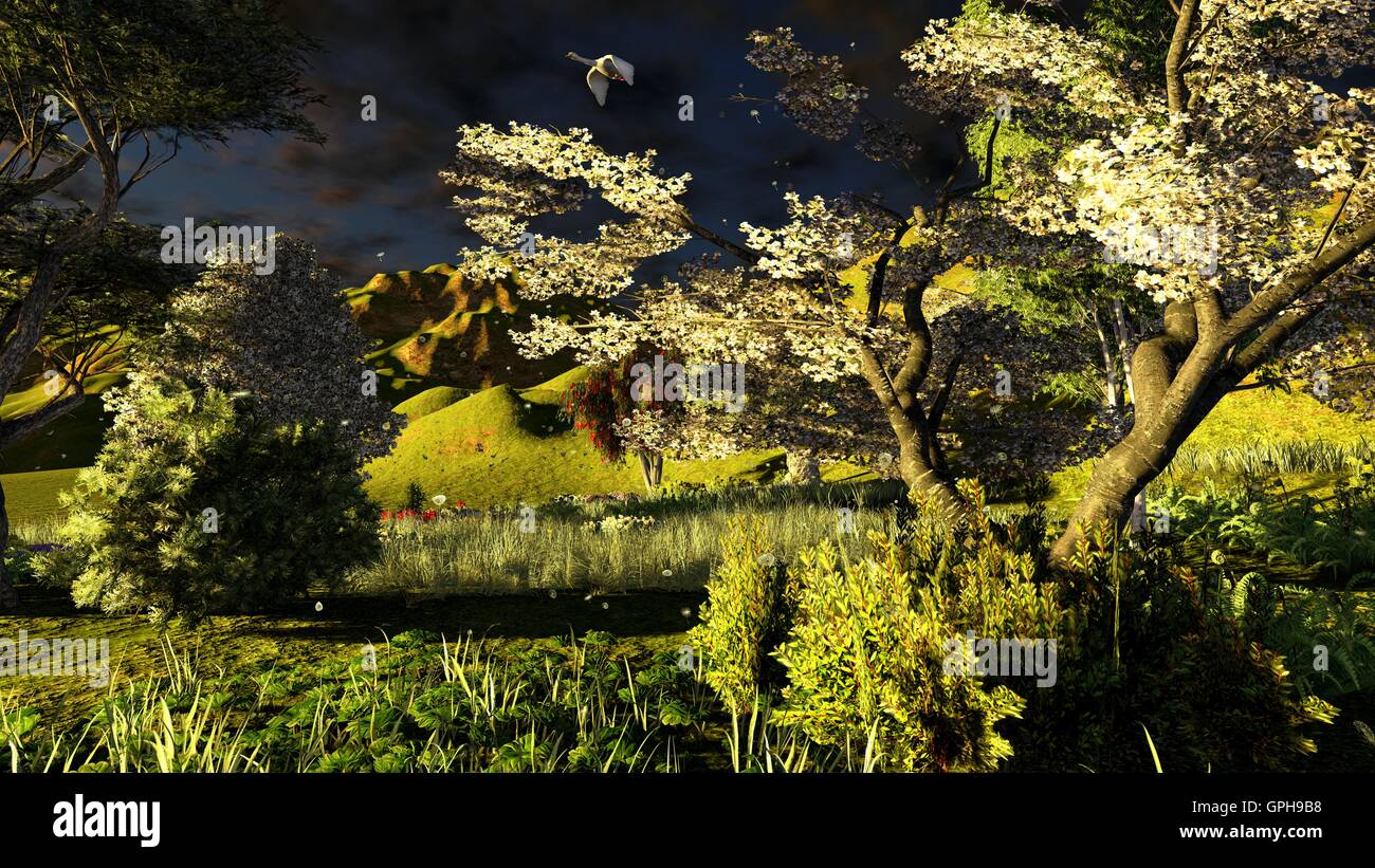 Orchard in early spring time Stock Photo - Alamy
