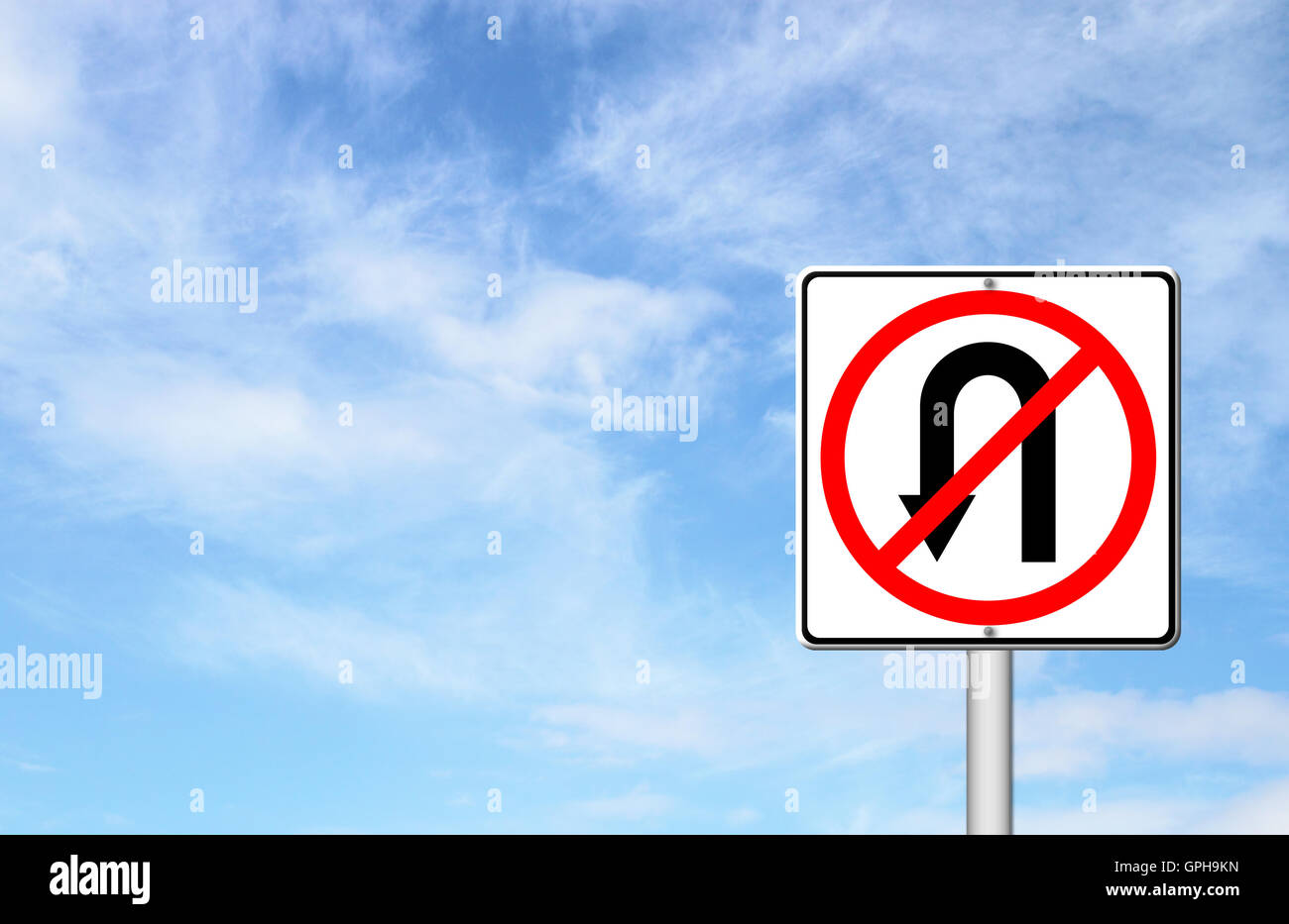 No return back road sign over blue sky Stock Photo - Alamy