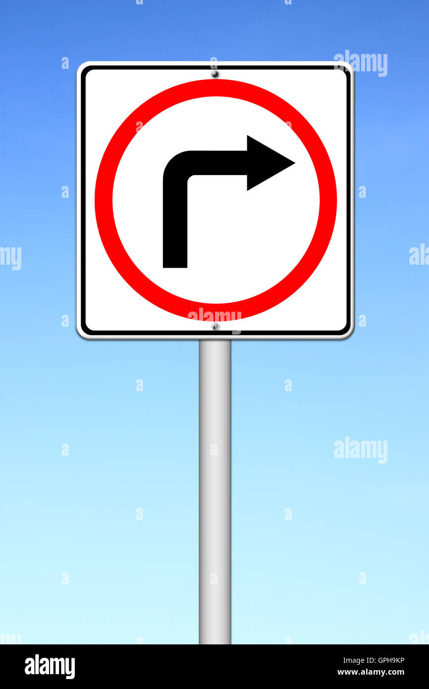 Traffic sign show the turn right Stock Photo - Alamy