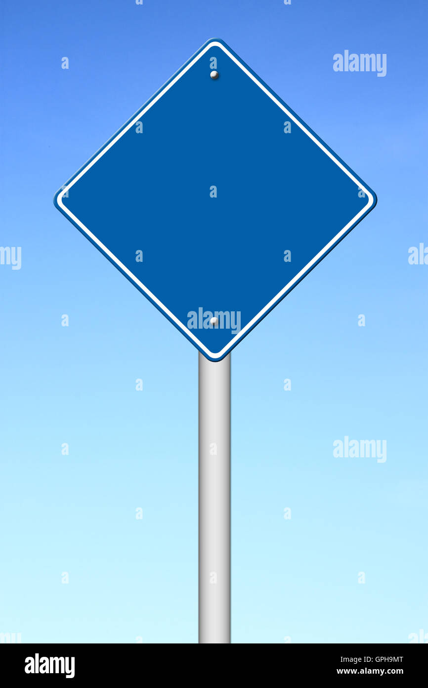 blue blank sign with blue sky Stock Photo - Alamy
