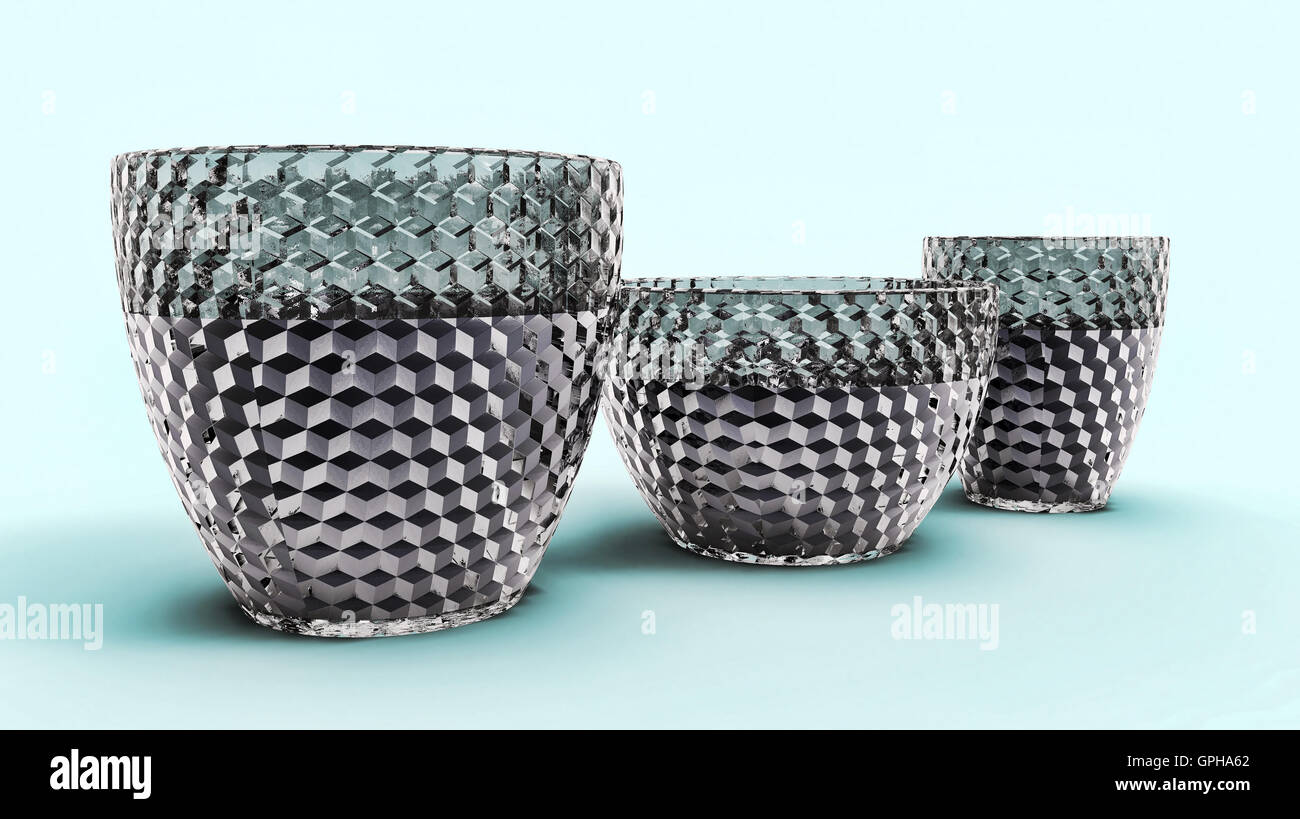 Three empty vase of glass, isolated Stock Photo - Alamy