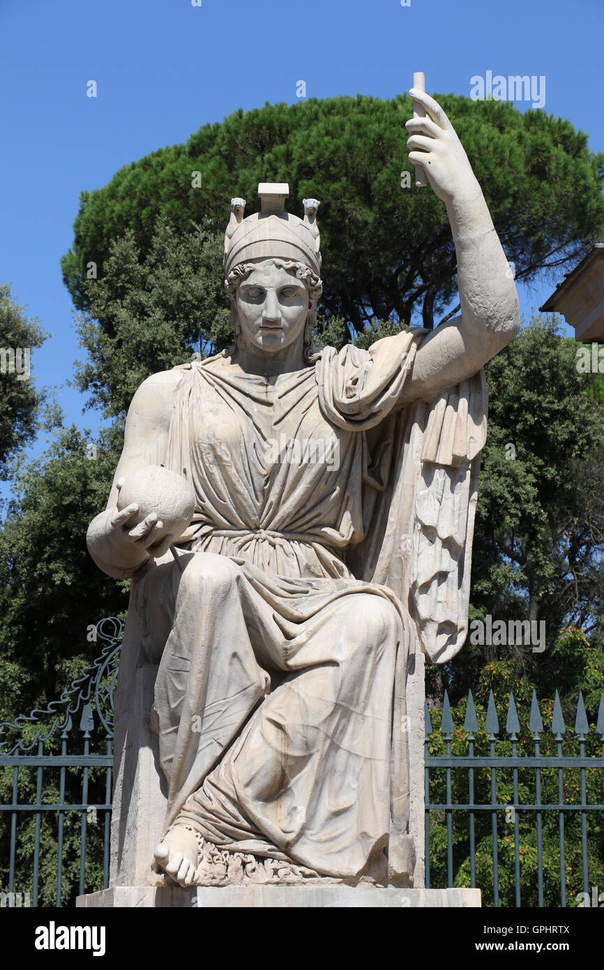 Statue of the goddess Rome at the Villa Medici Stock Photo - Alamy