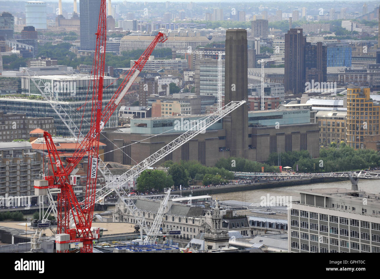 London skyline from high view point of a skyscraper window, Tate Modern ...