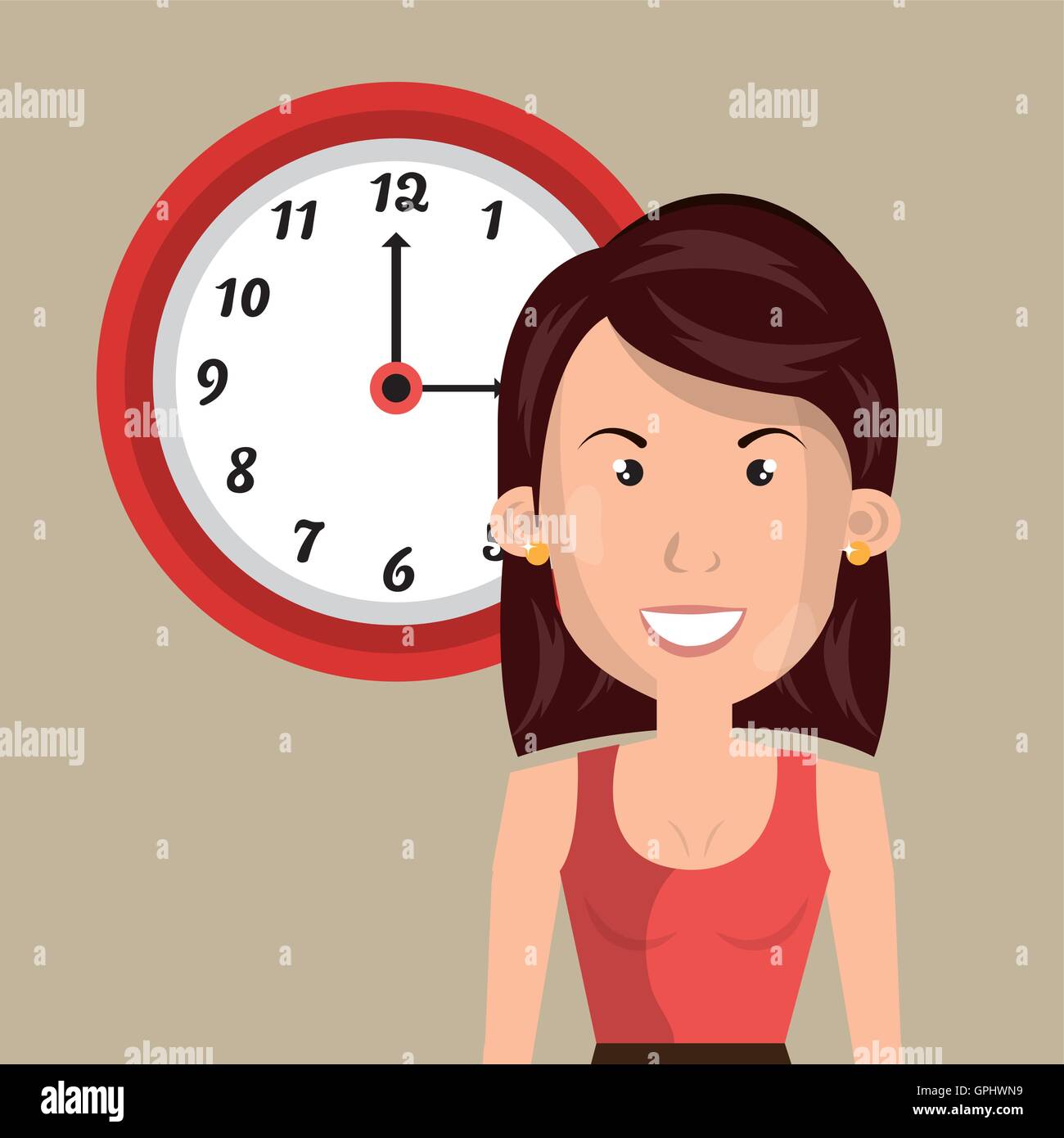woman clock cup coffee Stock Vector Image & Art - Alamy