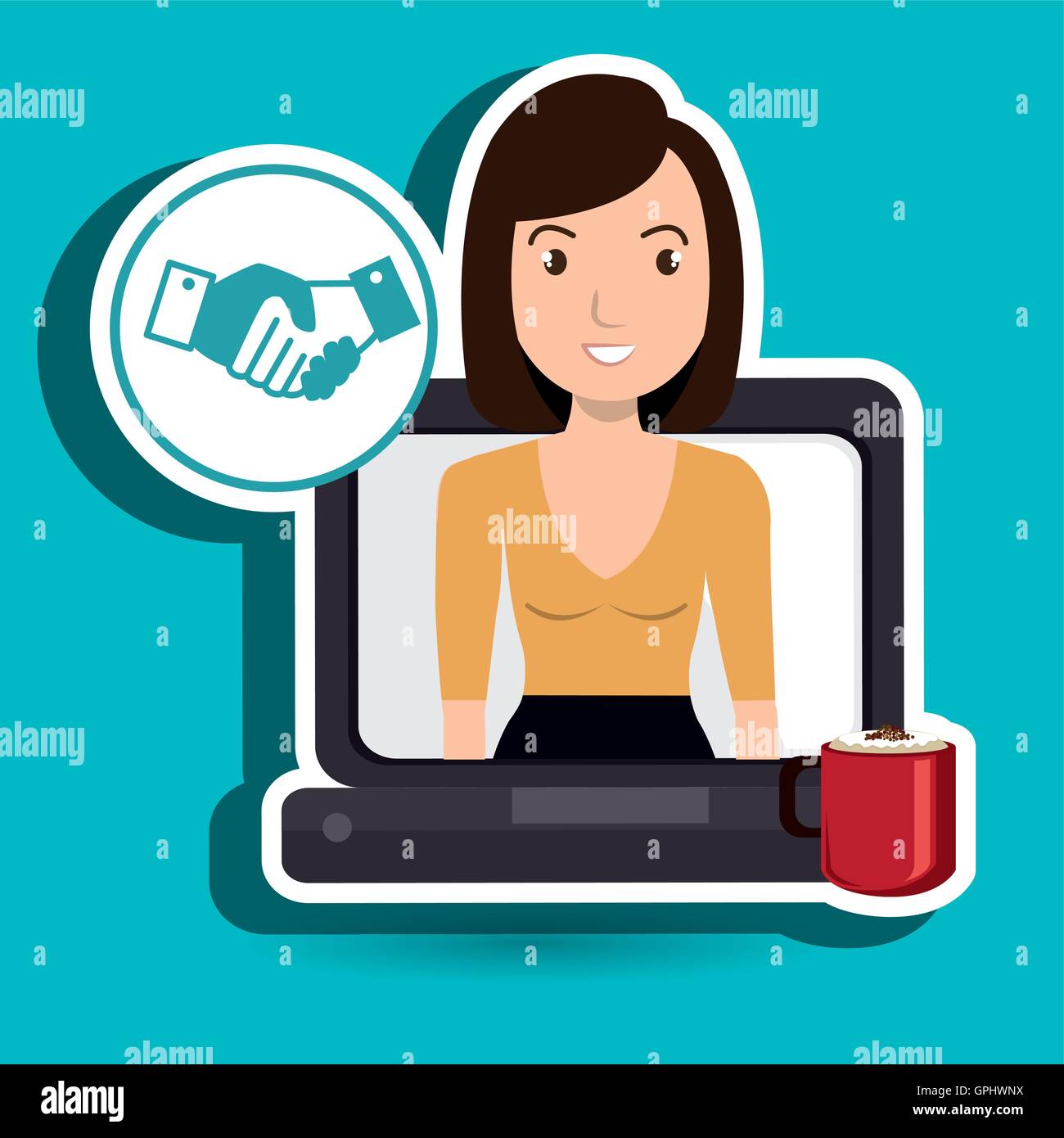 woman laptop clock idea Stock Vector Image & Art - Alamy