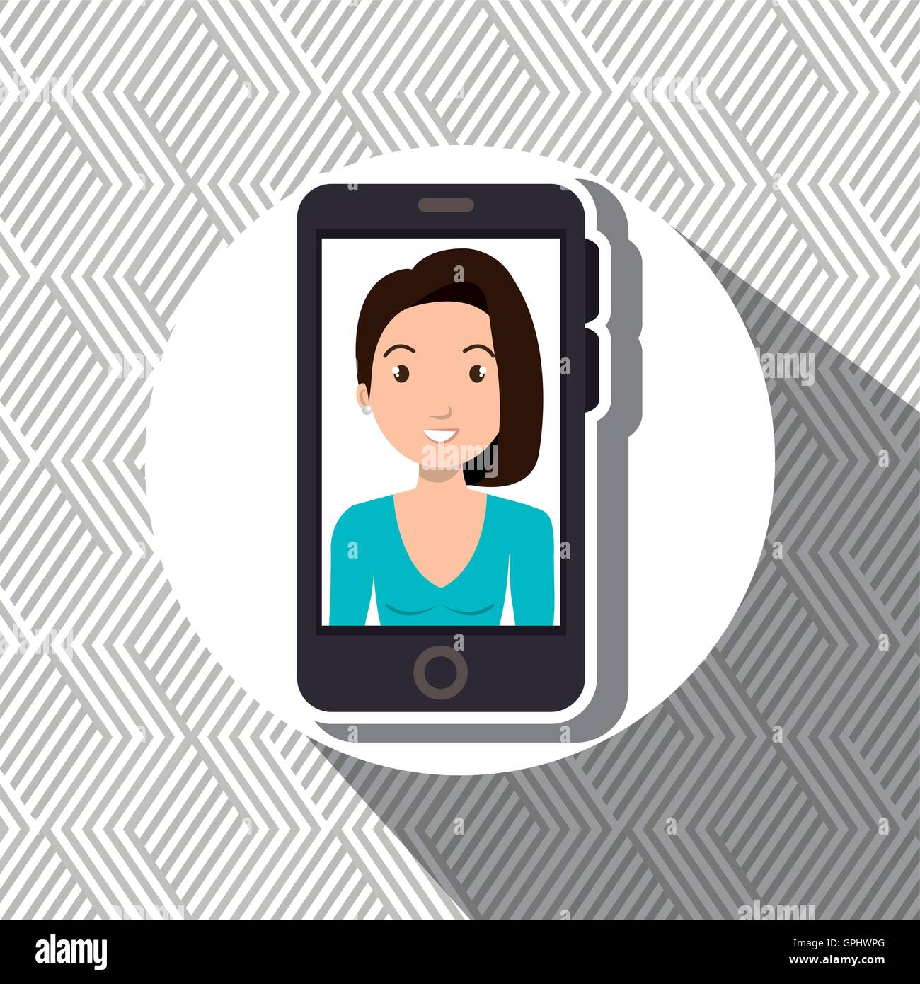 woman girl smartphone icon Stock Vector Image & Art - Alamy