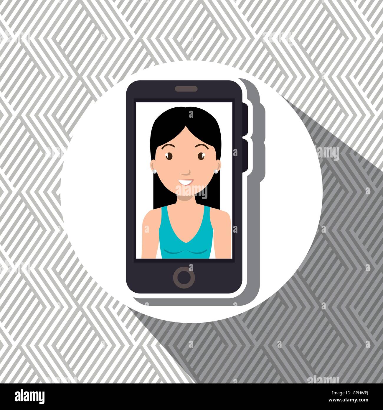 woman girl smartphone icon Stock Vector Image & Art - Alamy