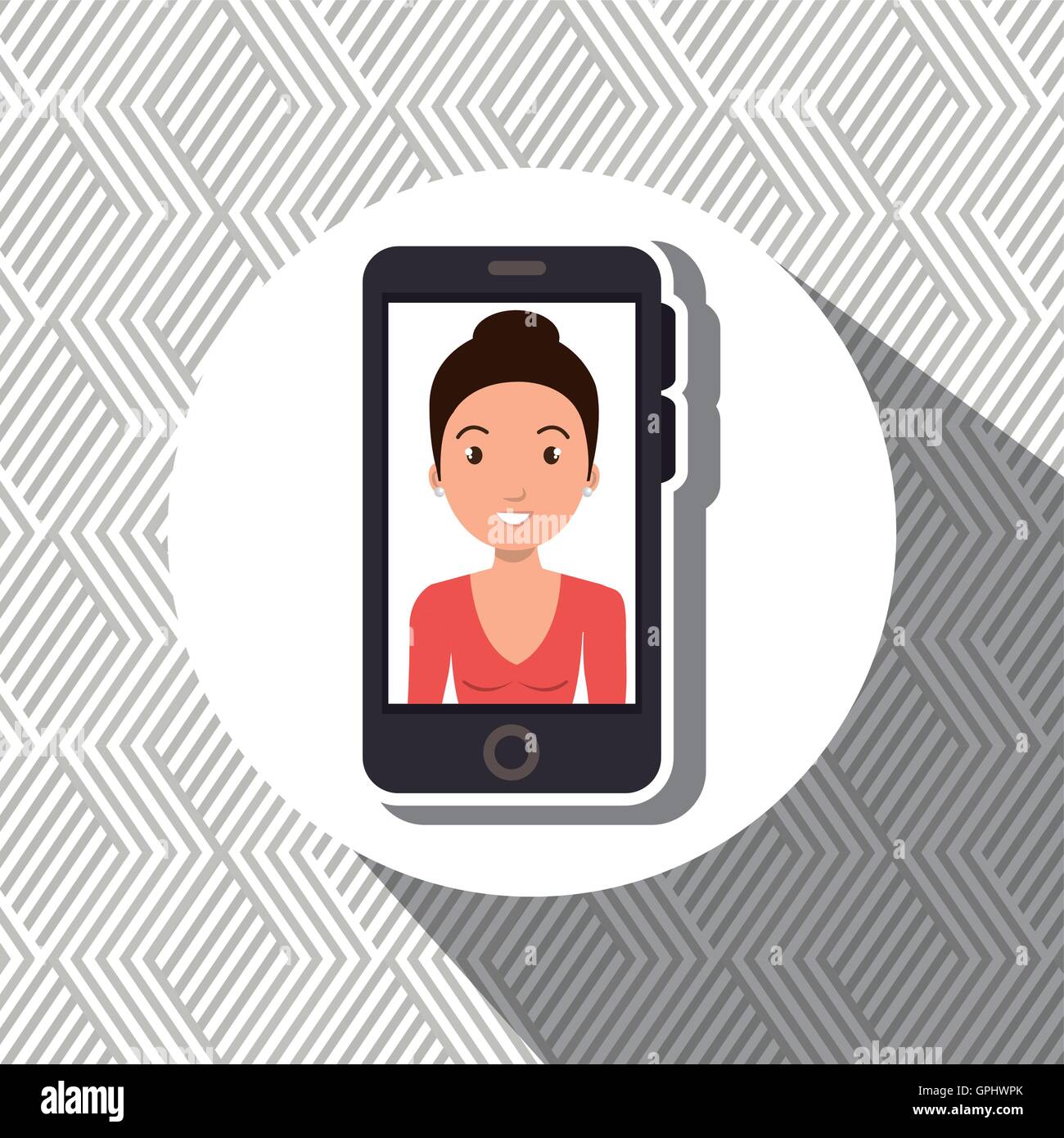 woman girl smartphone icon Stock Vector Image & Art - Alamy