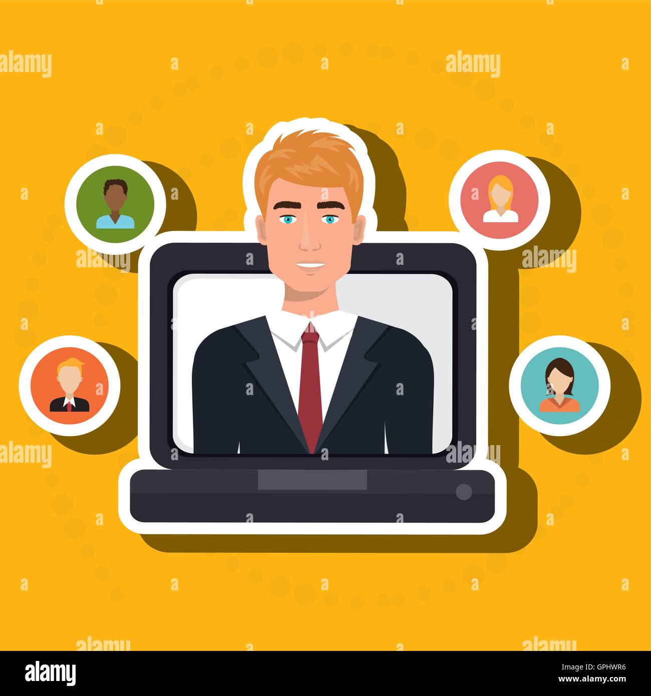 man laptop relation persons Stock Vector Image & Art - Alamy