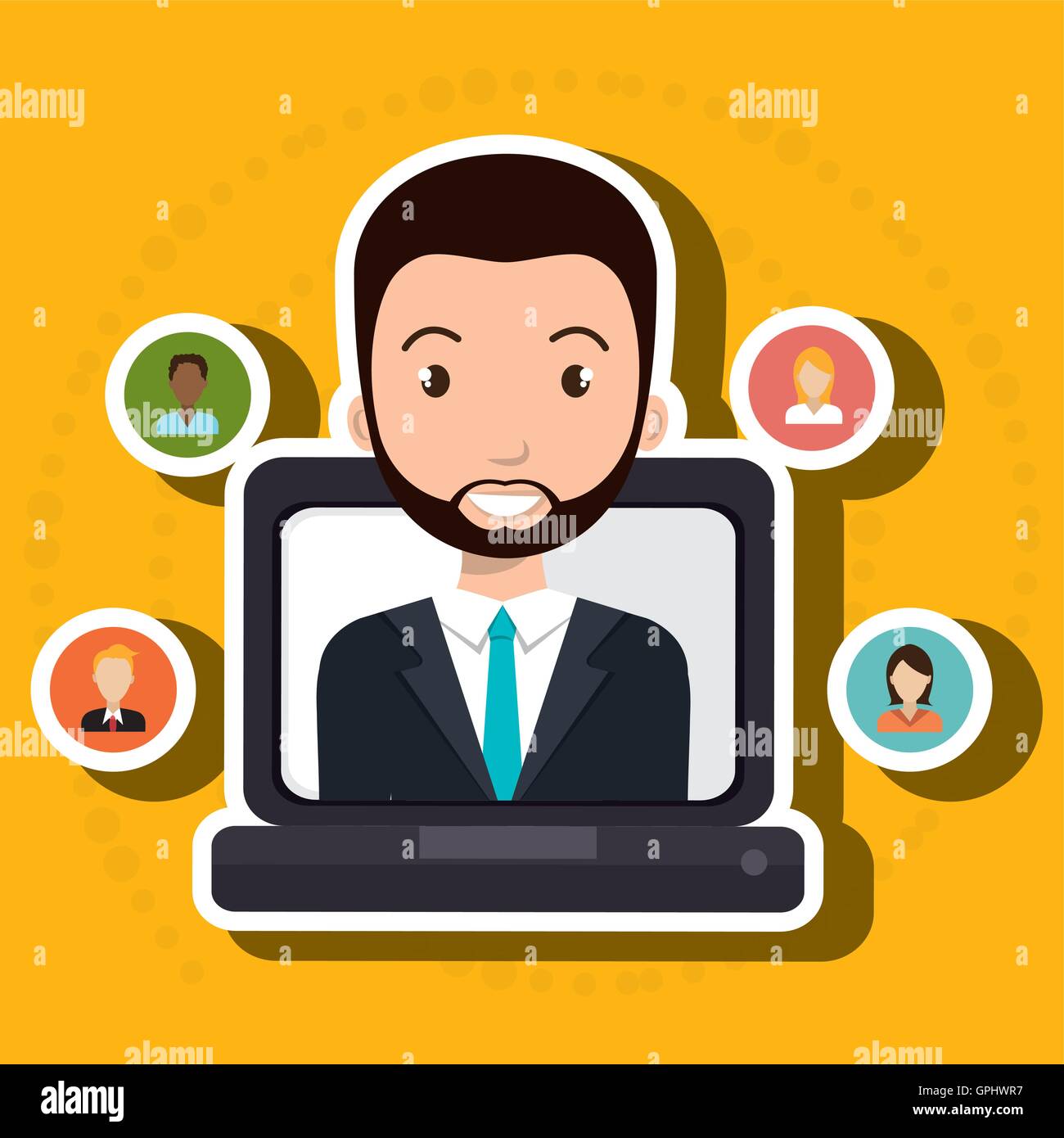 man laptop relation persons Stock Vector Image & Art - Alamy