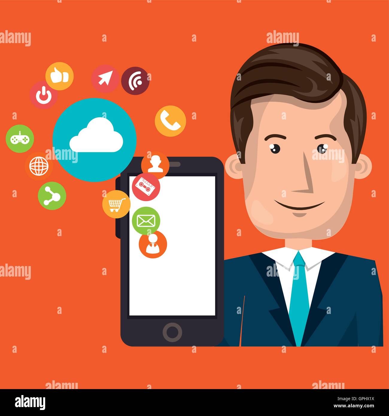 man smartphone social media Stock Vector Image & Art - Alamy