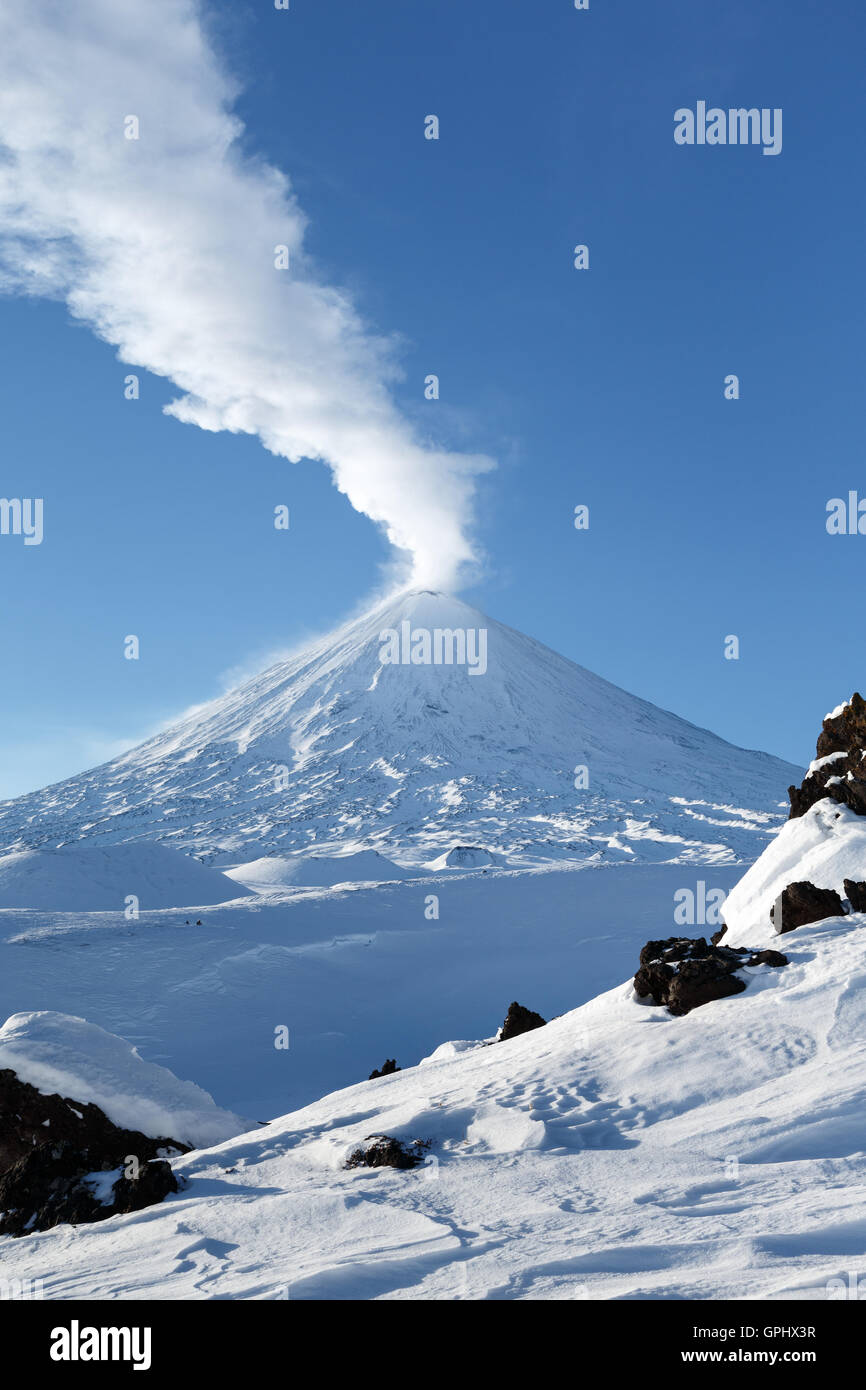 Volcanic landscape of Kamchatka Peninsula: eruption active ...