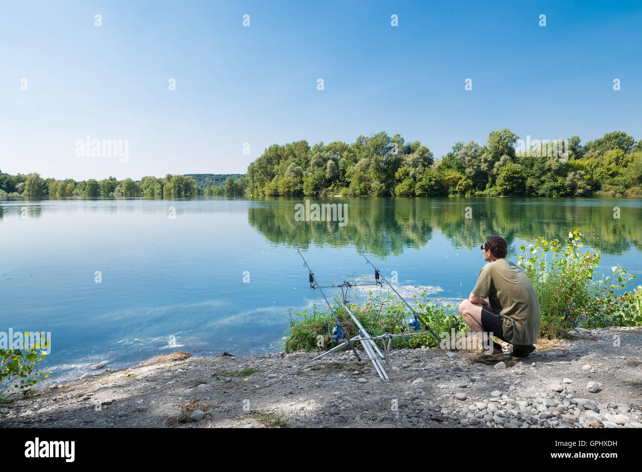 Fisherman rods waiting fish hi-res stock photography and images - Alamy