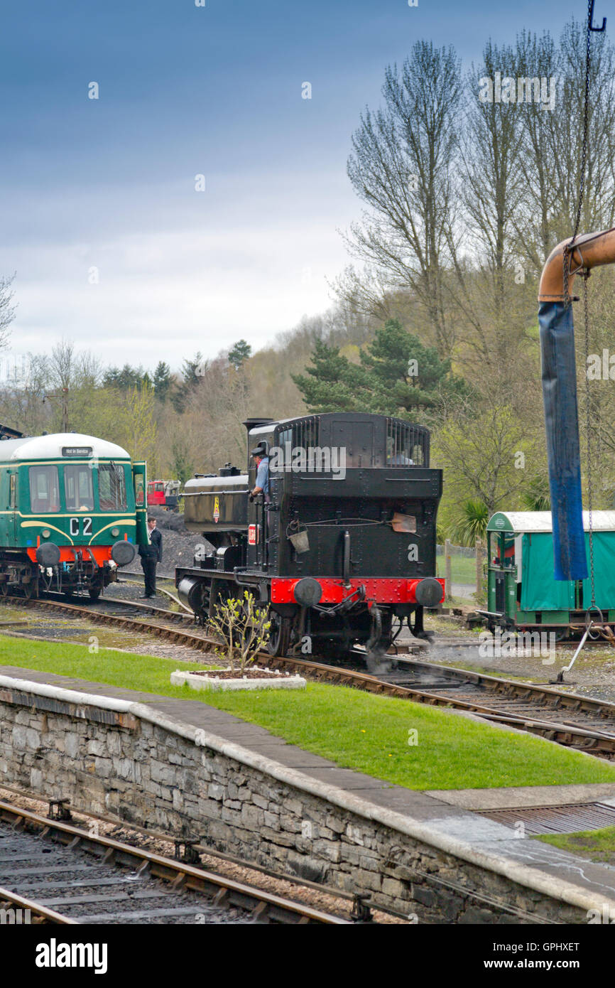 Ex-GWR pannier tank loco 1369 at Buckfastleigh station on the South ...