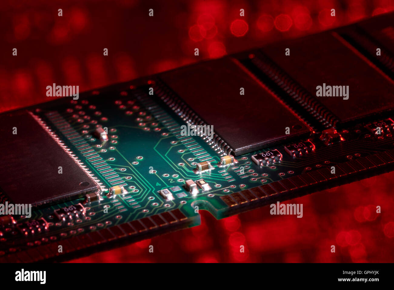Computer memory closeup in red ambiance Stock Photo - Alamy