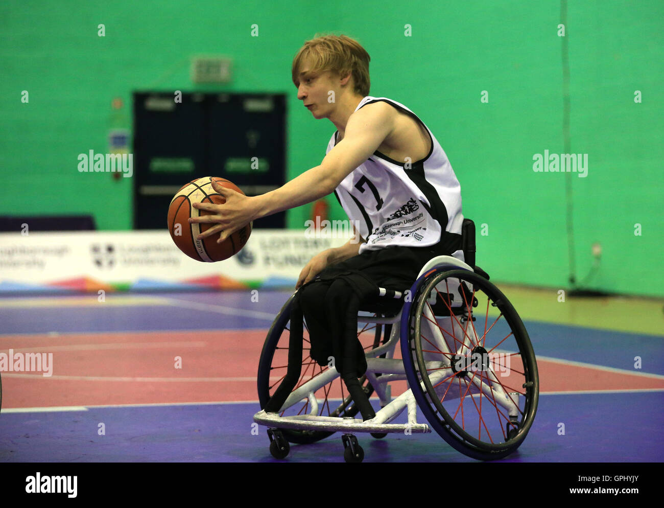 Action of a England North wheelchair basketball players in the bronze ...