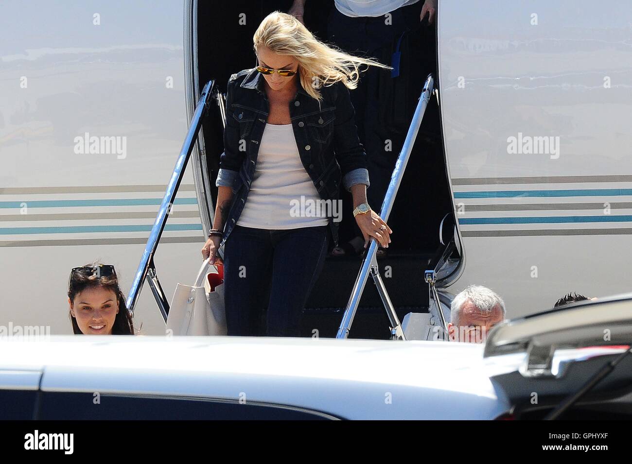 Francesca Pascale, partner of Silvio Berlusconi, arriving in Olbia ...