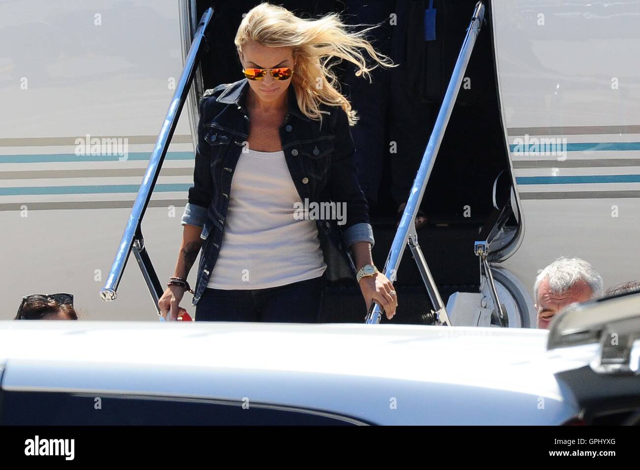 Francesca Pascale, partner of Silvio Berlusconi, arriving in Olbia ...
