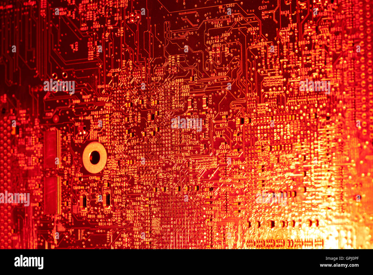 Printed circuit board red background hi-res stock photography and ...