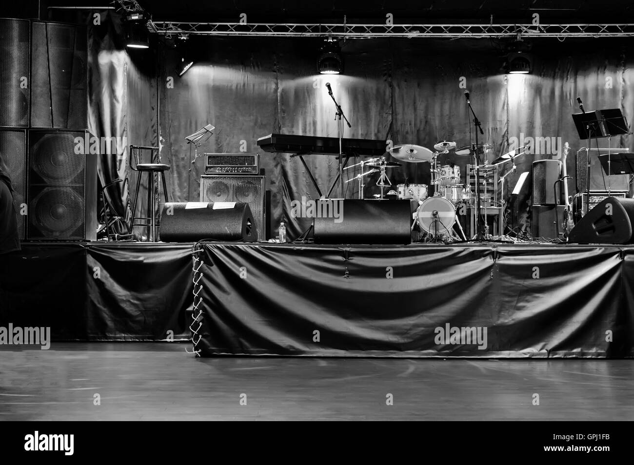 Stage With Musical Instruments Stock Photo - Alamy