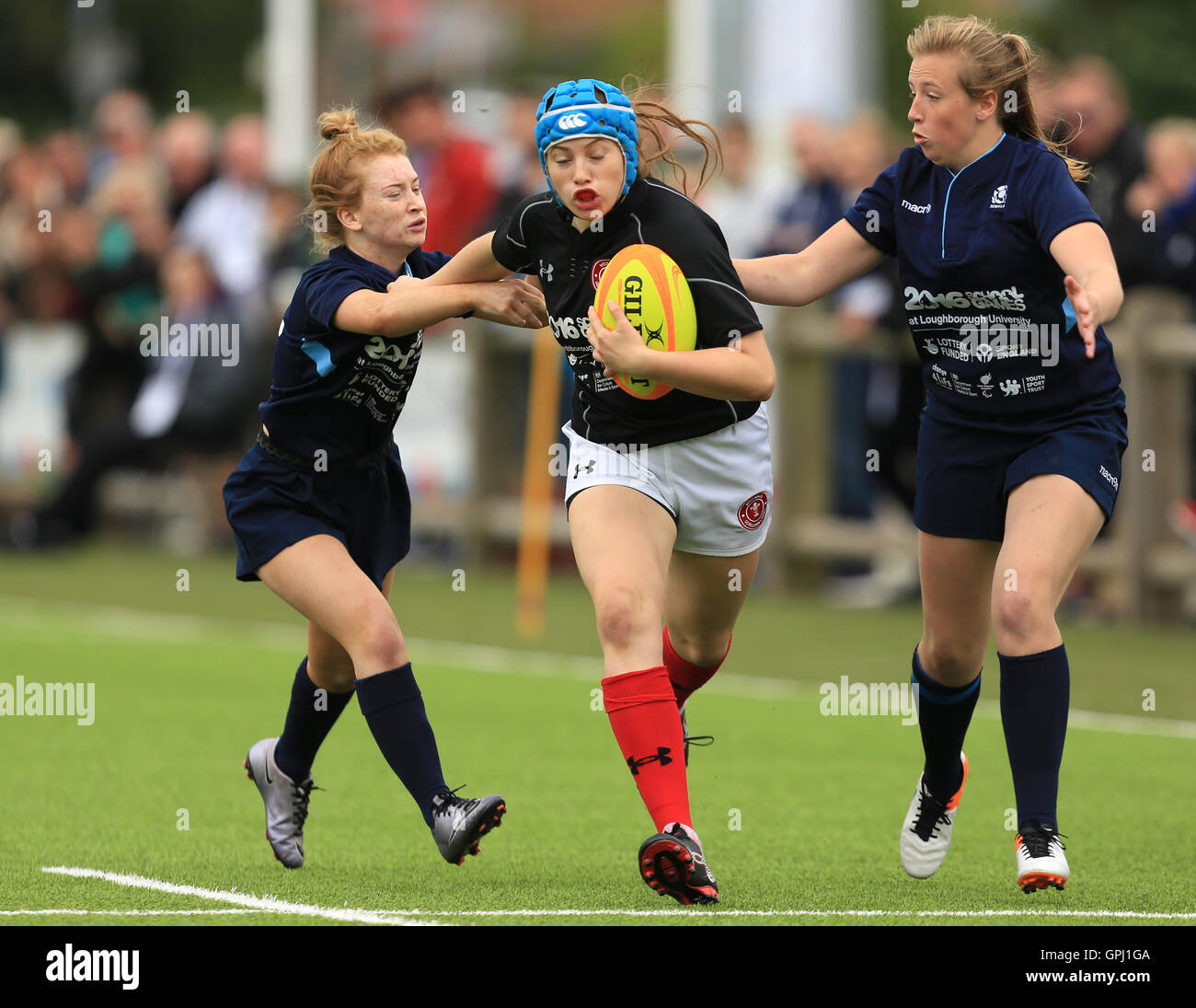 Wales West's Gwen Crabb bursts through to score in the Rugby 7s Bowl ...