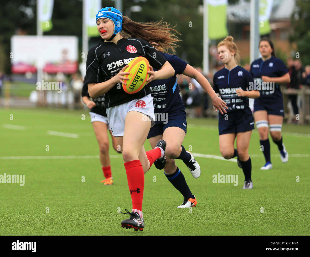 Wales West's Gwen Crabb bursts through to score in the Rugby 7s Bowl ...