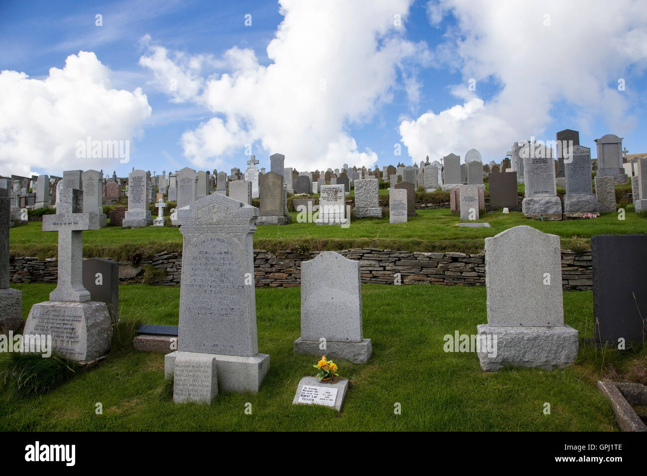 Lerwick cemetery situated on a steep incline in the capital town of the ...