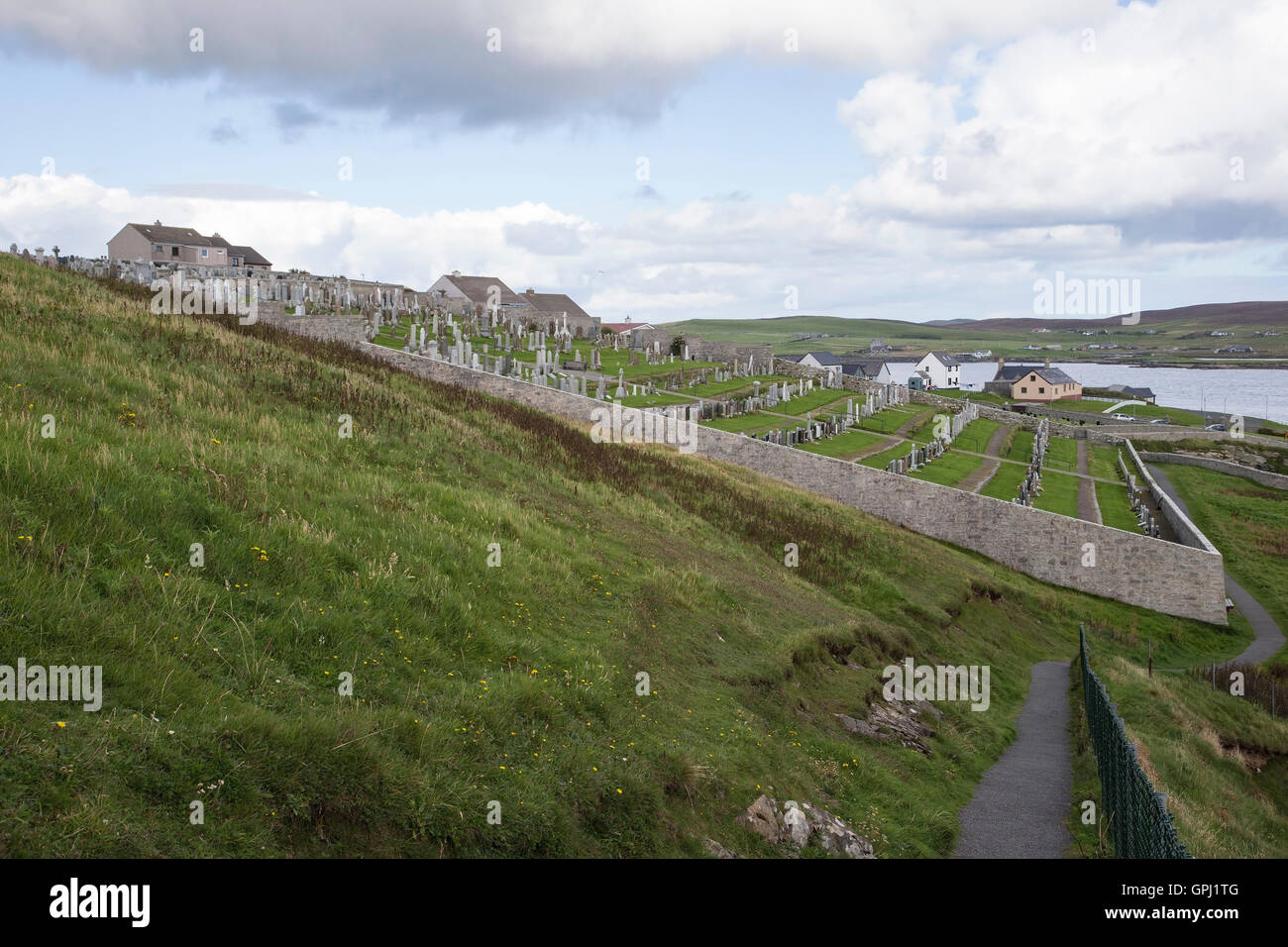 Lerwick cemetery situated on a steep incline in the capital town of the ...