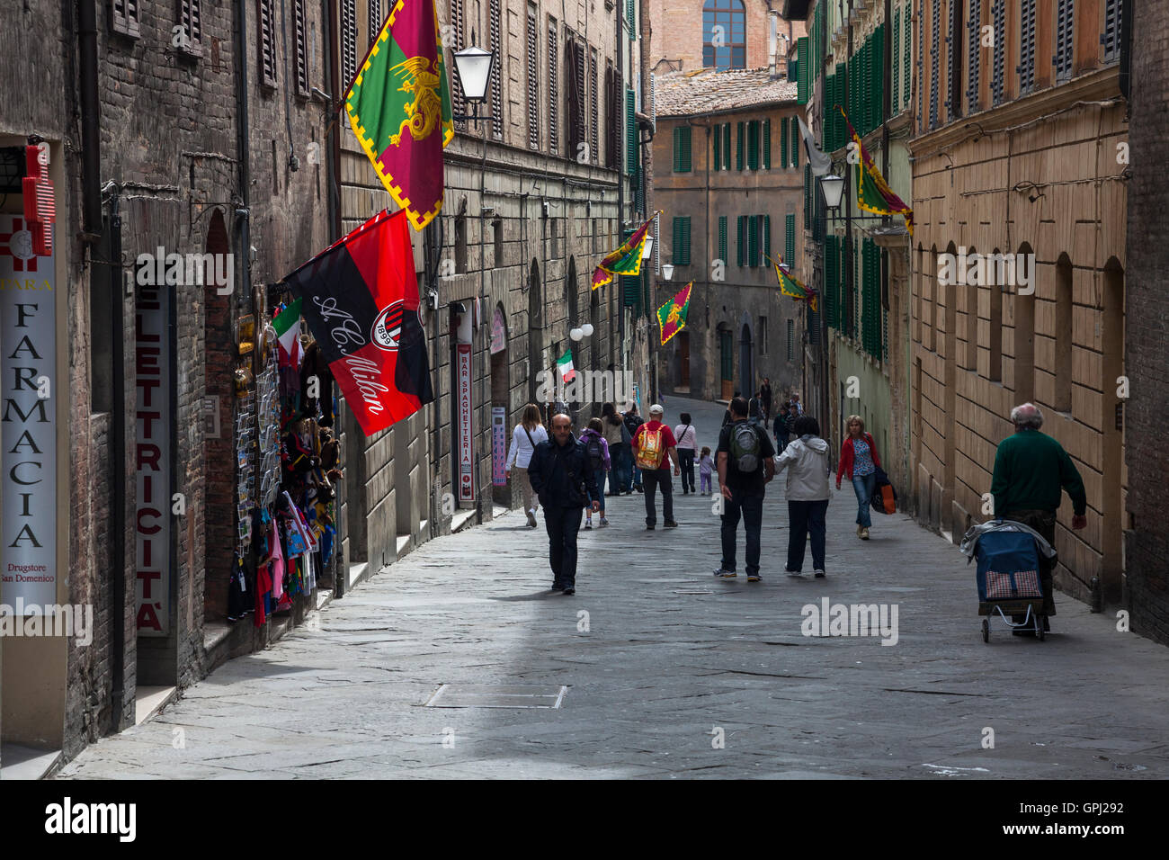 Street of Siena old town in Tuscany, Italy Stock Photo - Alamy