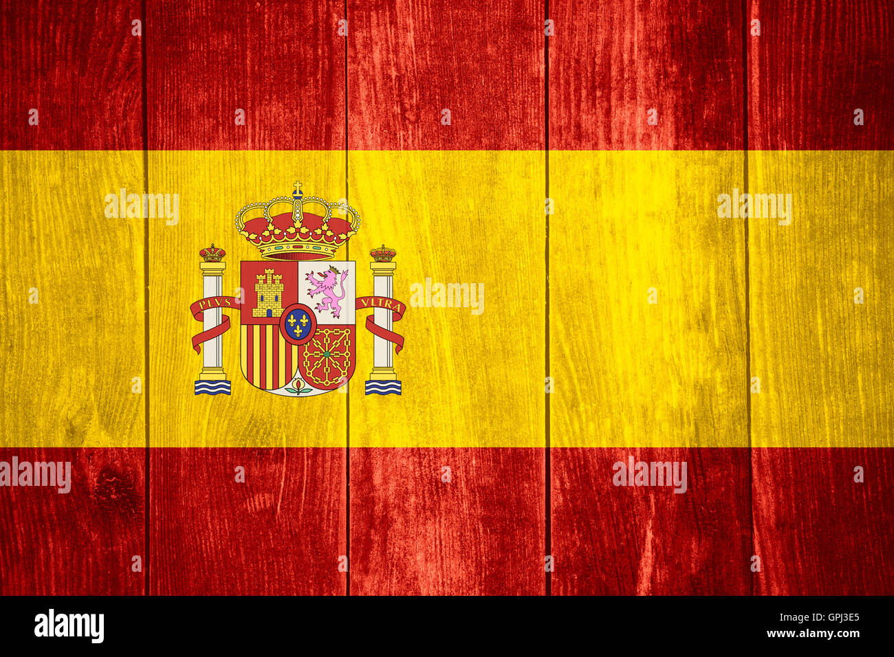 flag of Spain or Spanish banner on wooden background Stock Photo - Alamy