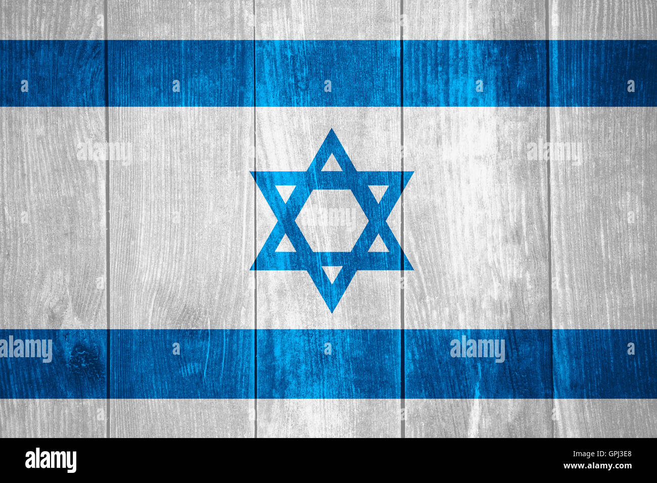 flag of Israel or Israeli banner on wooden background Stock Photo - Alamy