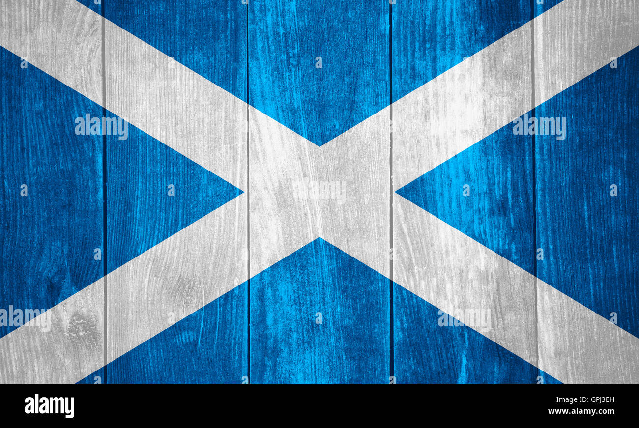 flag of Scotland or Scottish banner on wooden background Stock Photo ...