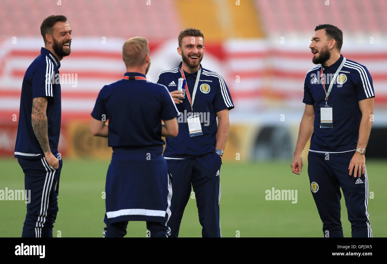 (left to right) Scotland players Steven Fletcher, James Morrison and ...