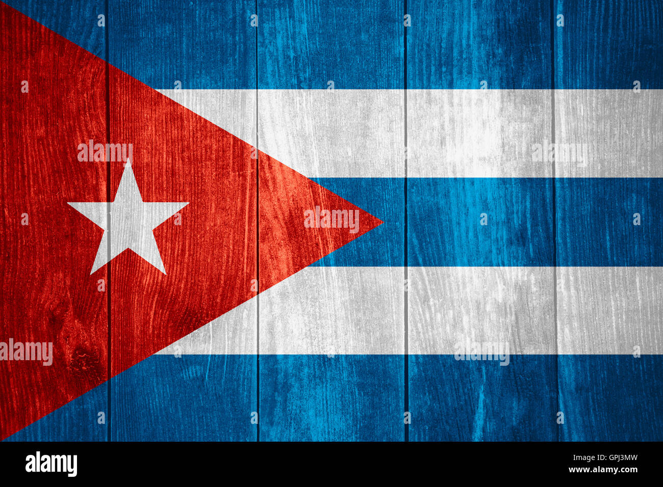 flag of Cuba or Cuban banner on wooden background Stock Photo - Alamy