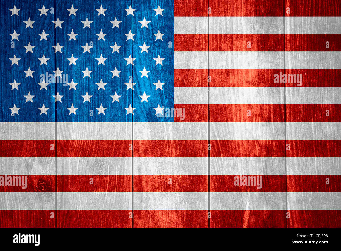 flag of United States or American banner on wooden background, USA ...