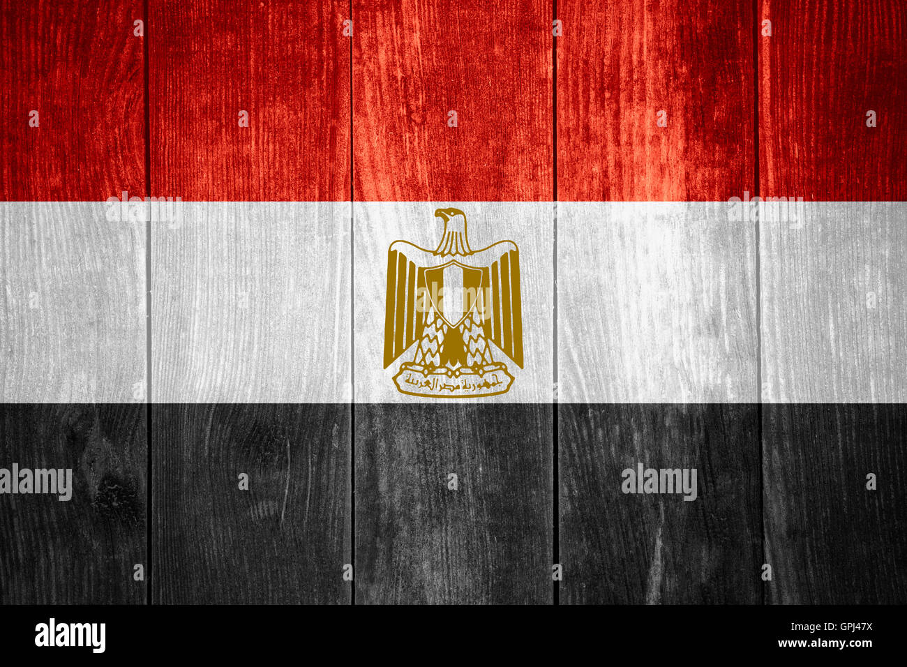 flag of Egypt or Egyptian banner on wooden background Stock Photo - Alamy