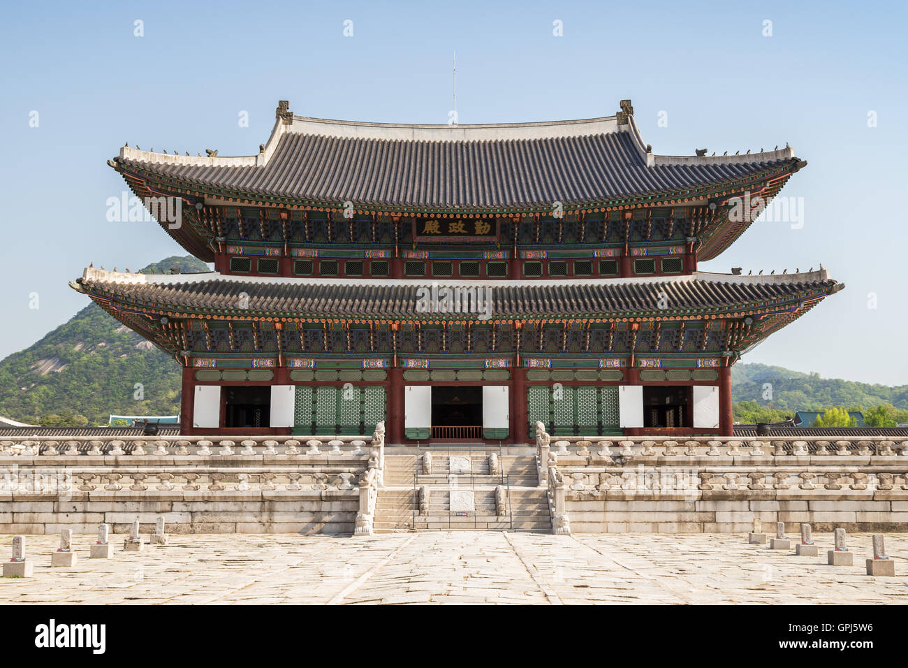 Geunjeongjeon, the Throne Hall, at the Gyeongbokgung Palace, the main ...