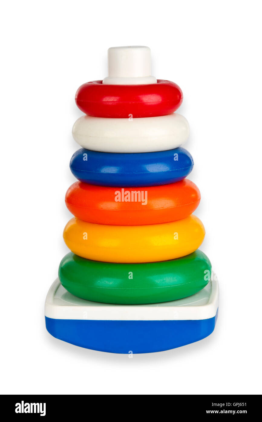 Colorful Toy Pyramid isolated on white background Stock Photo - Alamy