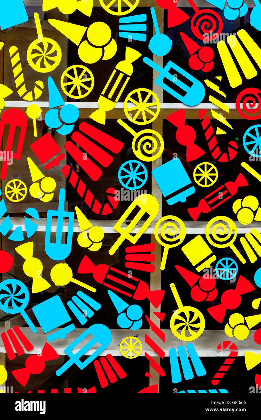 Sweet ice cream lolly shop window design Newcastle Stock Photo - Alamy