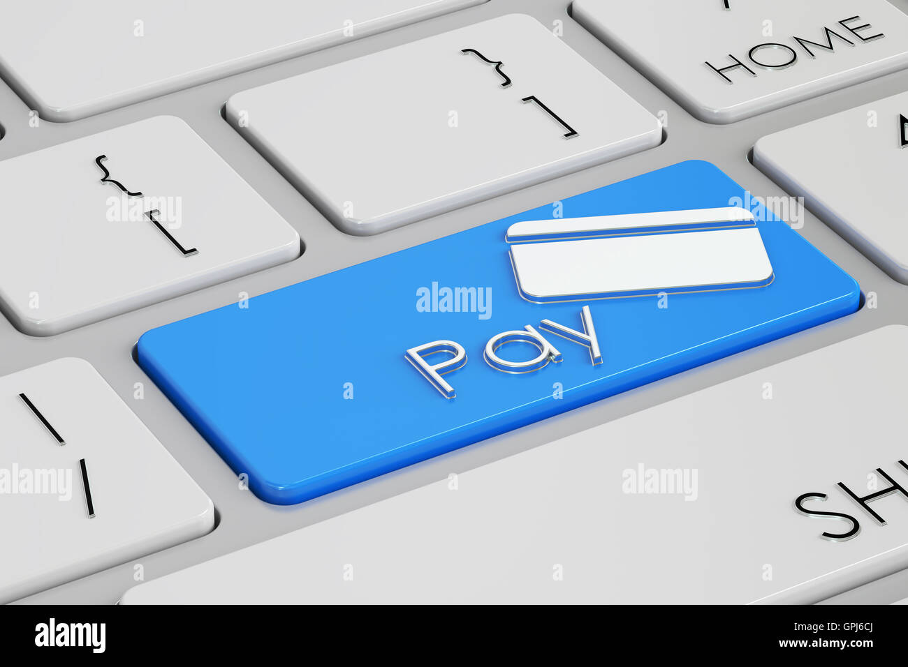 Pay blue keyboard button, 3D rendering Stock Photo - Alamy
