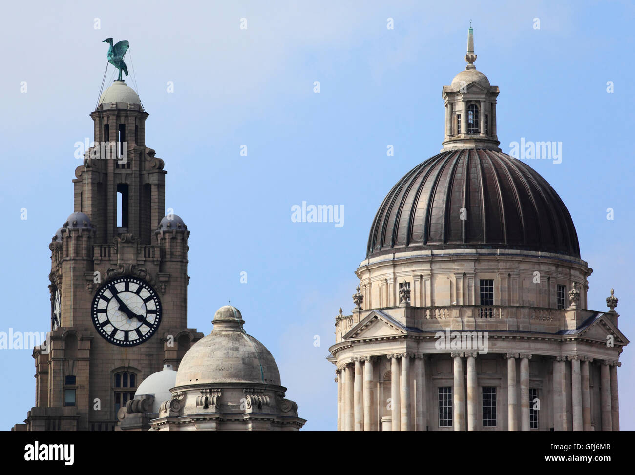 The Three Graces of Liverpool, Liverpool, England, Europe Stock Photo ...