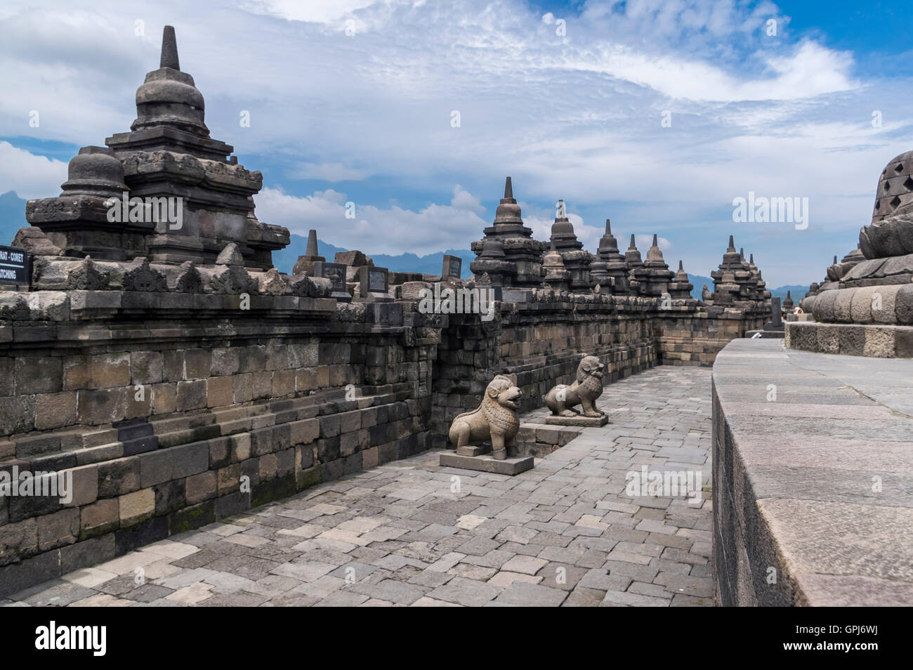 Stupas of the Buddhist temple Candi Borobudur, a UNESCO world heritage ...