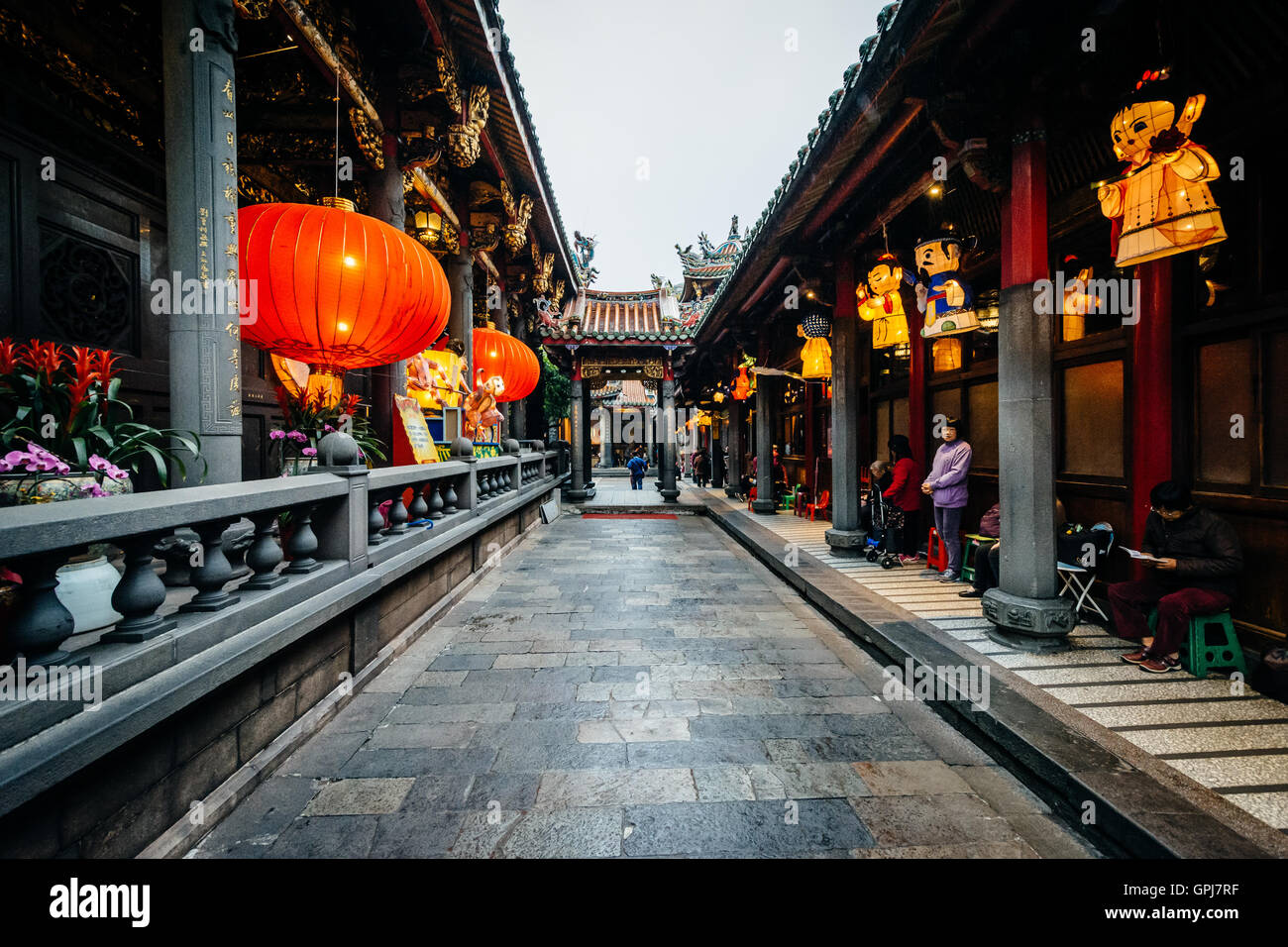 Corridor inside Longshan Temple, in the Wanhua District, Taipei, Taiwan ...