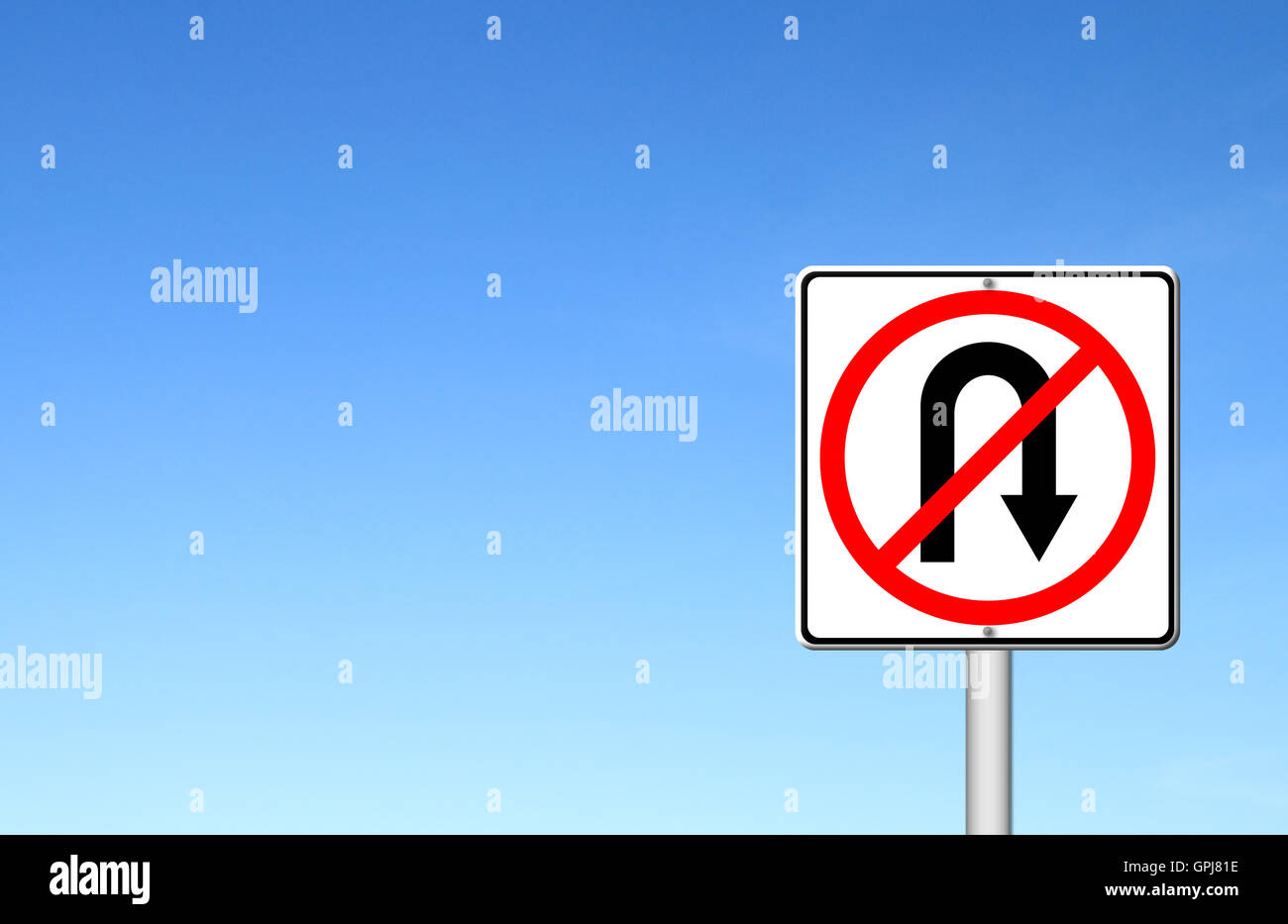No return back road sign over blue sky Stock Photo - Alamy